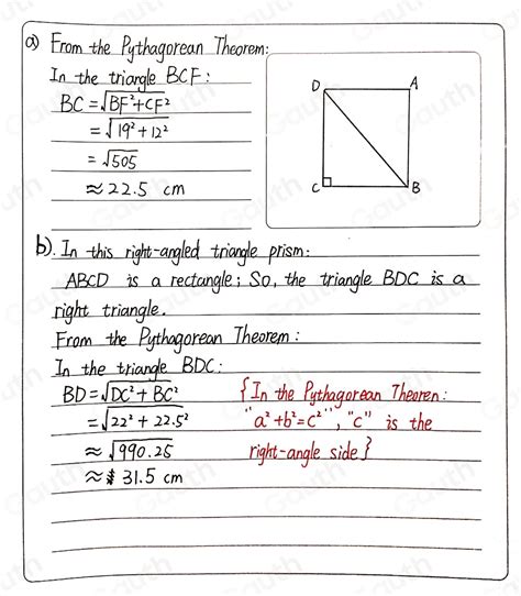 solved find the length of bc in this right angled triangular prism b