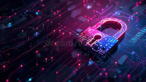 Digital Security Concept With Glowing Cyber Symbols And Data Protection Stock Image Image Of