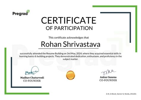 attended pregrad webinar on resume building rohan shrivastava posted