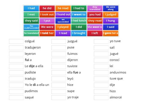 Irregular Preterite Tense Practice Match Up