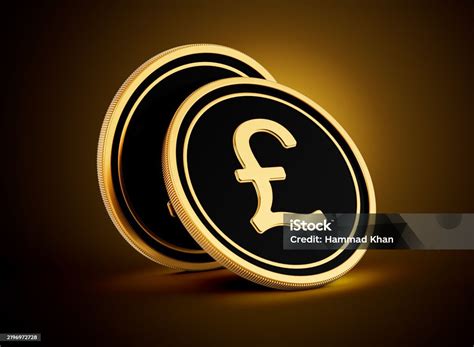 두 개의 황금색과 검은 색 둥근 영국 파운드 동전 빛나는 황금빛 빛 배경 3d 일러스트 레이 션 0명에 대한 스톡 사진 및 기타 이미지 Istock