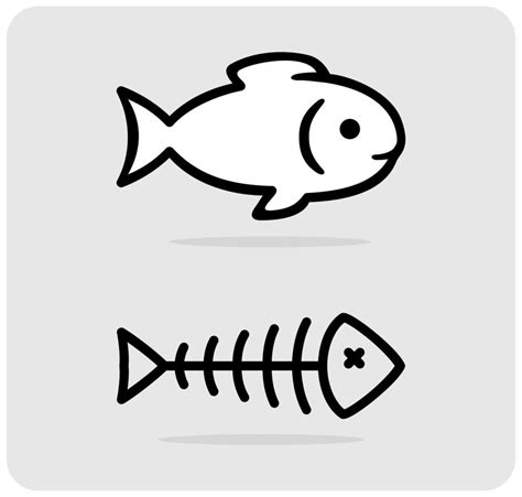 Fish And Fishbone Vector Icon Fish Outline Logo On White Background