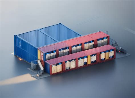 High Tech Exterior Shot Container Texture Architecture
