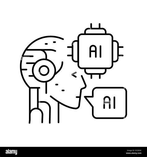 Ai Agents Black Line Icon Vector Isolated Element Editable Stroke