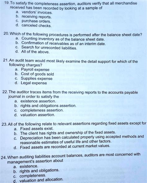 19 to satisfy the completeness assertion auditors verify that all
