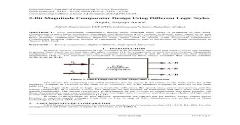 pdf 2 bit magnitude comparator design using different … 2 bit