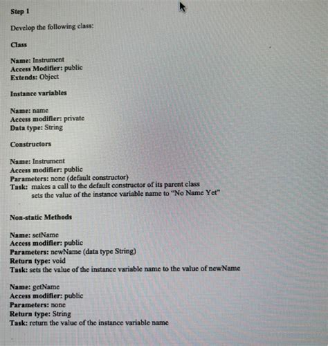 solved step 1 develop the following class class name
