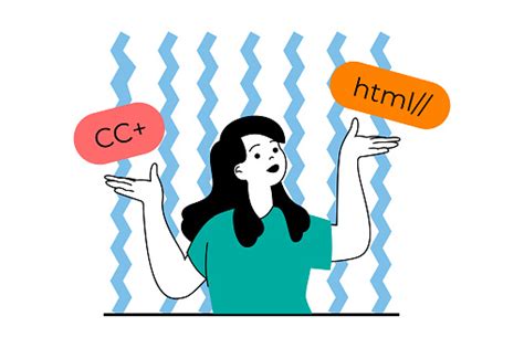 플랫 디자인에서 사람 장면이 있는 웹 개발 개념입니다 다양한 프로그래밍 언어로 코딩하고 프로젝트를 프로토타이핑하는 여성 소셜 미디어 배너 마케팅 자료에 대한 벡터 그림입니다