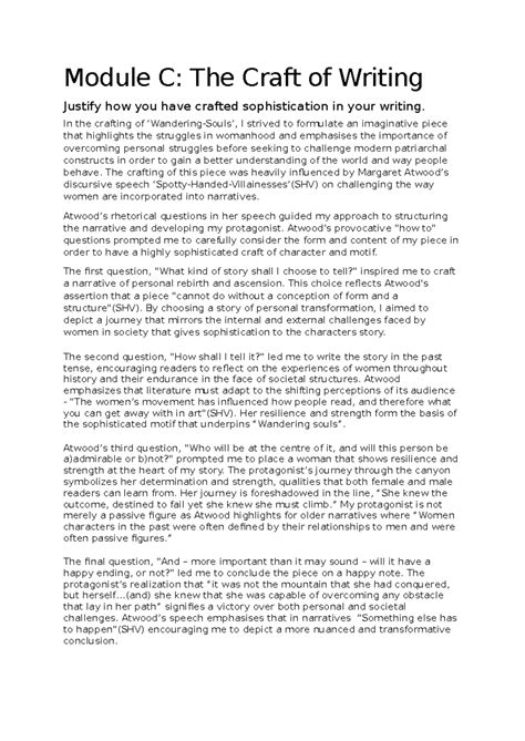 Mod C Reflection Module C The Craft Of Writing Justify How You Have Crafted Sophistication