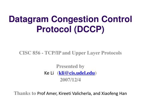 Ppt Datagram Congestion Control Protocol Dccp Powerpoint