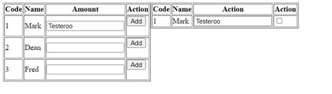 Javascript Moving Data From One Html Table To Another Stack Overflow