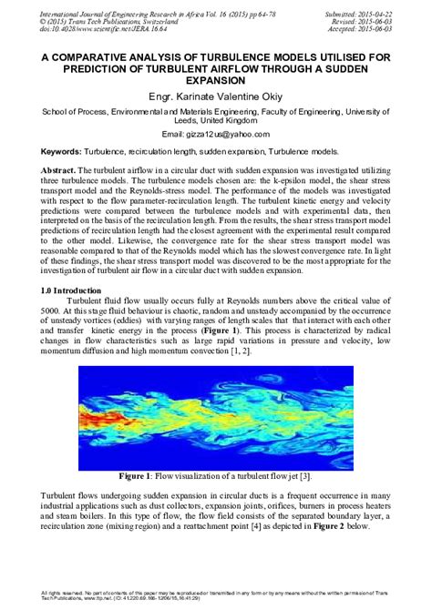Pdf A Comparative Analysis Of Three Turbulence Models Utilised For