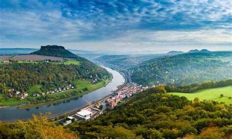 Elbe River Aerial View Bleckede Elbe River Elbe Valley Nature Park