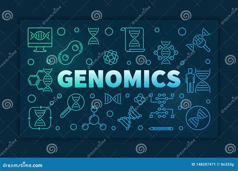Genomics Vector Round Biology Illustration In Thin Line Style 148809380