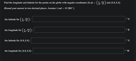 Solved Find The Longitude And Latitude For The Points On The Chegg