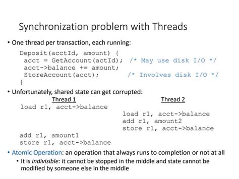 Synchronization Problem With Threads Ppt