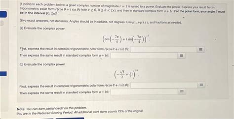 1 point in each problem below a given complex