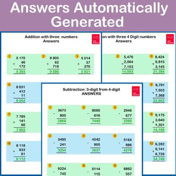 Add And Subtract Multi Digit Numbers 5 Digits To 8 Digits Standard Algorithm