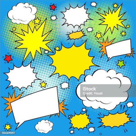 팝 아트 스타일 템플릿에서 만화 연설 거품의 다채로운 세트 만화책에 대한 스톡 벡터 아트 및 기타 이미지 만화책 스티커 쿨한 태도 Istock