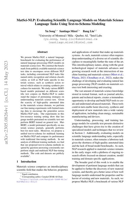 Pdf Matsci Nlp Evaluating Scientific Language Models On Materials