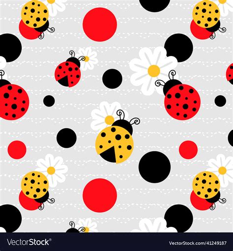 Flat Design Creative Ladybug Pattern Royalty Free Vector
