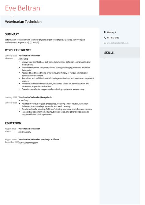 Best Veterinarian Technician Resume Examples That Land Jobs