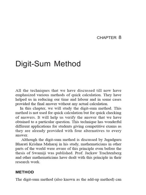digit sum method pdf division mathematics multiplication