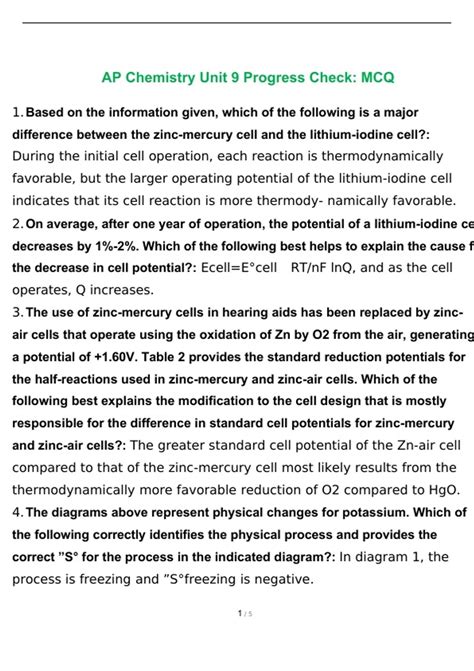 ap chemistry unit 9 progress check mcq 2022 questions and answers ap chemistry stuvia us