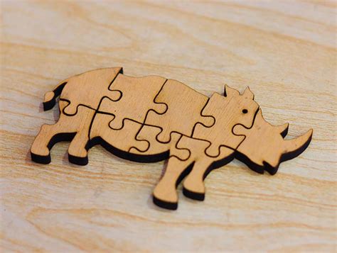 Laser Cut Rhino Puzzle Educational Toy Plans 6mm Vector File Vectors File