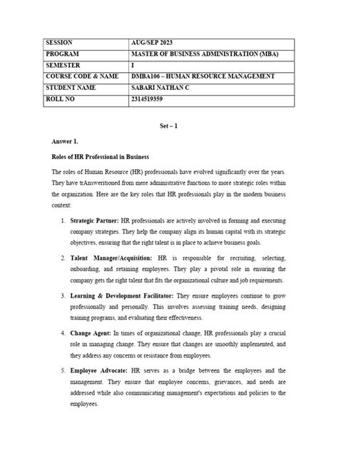 Answer Assignment Dmba106 Mba1 2 Set 1 And 2 Sep 2023 Pdf