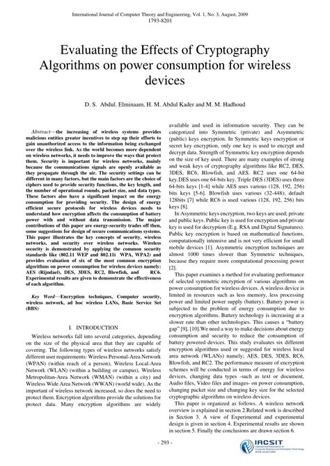 Pdf Evaluating The Effects Of Cryptography Algorithms On Power