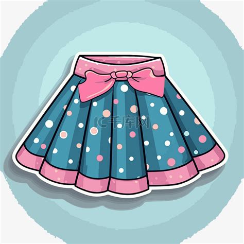 可爱的卡通蓝色裙子，裙子上面有粉色蝴蝶结 向量素材图片免费下载 千库网