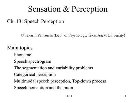 Ch 13 Speech Perception