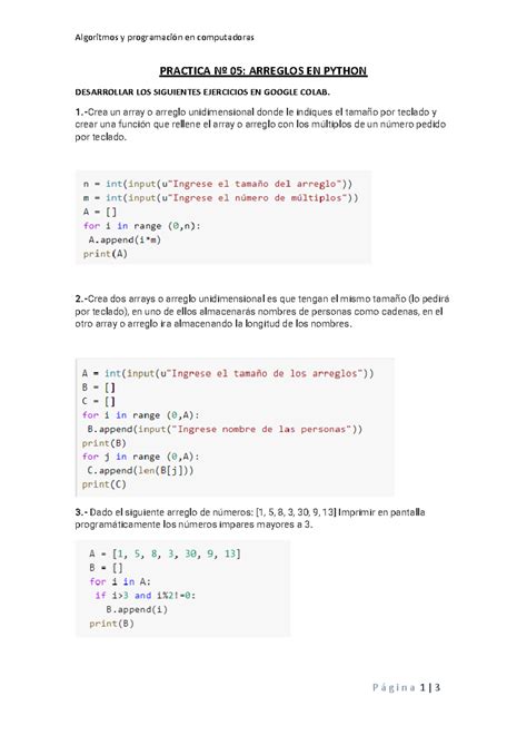 Practica Nº 05 Arreglos En Python Algoritmos Y ProgramaciÛn En