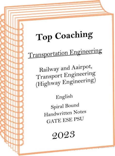 Transportation Civil Engineering Handwritten Notes For Ese Gates 2023 24 Buy Transportation