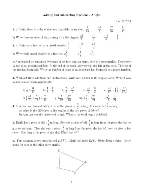 2 Adding And Subtracting Fractions Angles Pdf Classical Geometry Geometry