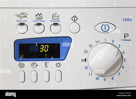 Automatic Washing Machine Control Panel Set On An Easy Care Program At A Low Temperature Cool