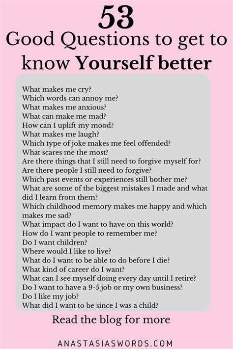 53 Good questions to get to know yourself better | Journal writing ...