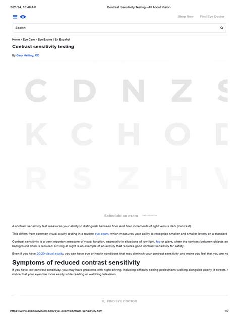 Contrast Sensitivity Testing All About Vision Download Free Pdf