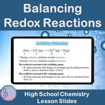 Balancing Redox Reactions Powerpoint Lesson Slides High School Chemistry