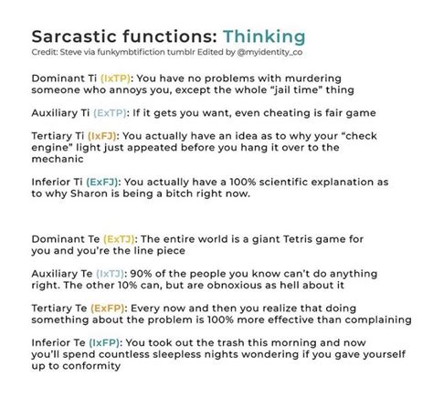 Sarcastic Mbti Cognitive Functions Infp Personality Type Infj