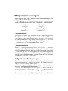 Lecture Orthogonal Vectors And Subspaces Lecture Orthogonal Vectors And Subspaces Pdf