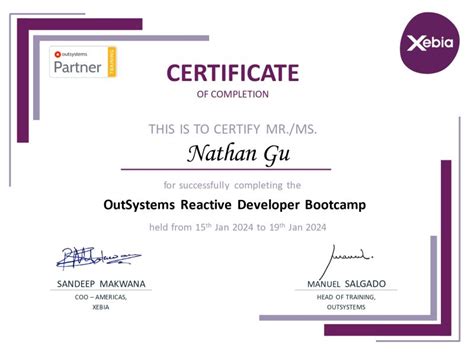 Outsystems Xebia Cartech Bootcamp Nathan Gu