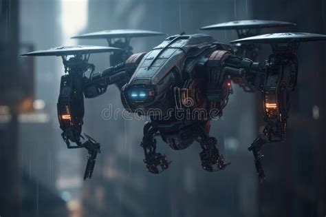 Flying Robot Futuristic Concept Stock Illustration Illustration Of