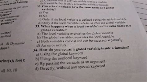 Can A Local Variable Have The Same Name As A Global Variable A Yes B