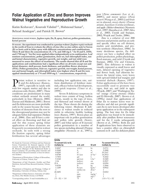 (PDF) Foliar Application of Zinc and Boron Improves Walnut Vegetative and Reproductive Growth
