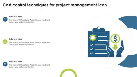 Cost Control Techniques For Project Management Icon Ppt Template