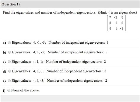 Solved Question Find The Eigenvalues And Number Of Chegg