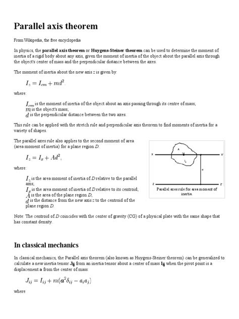 Parallel Axis Theorem Handout Pdf Philosophy Science And Mathematics