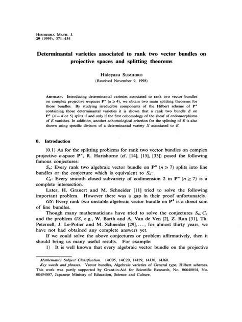 Determinantal Varieties Associated To Rank Two Vector Bundles On Projective Spaces And Splitting